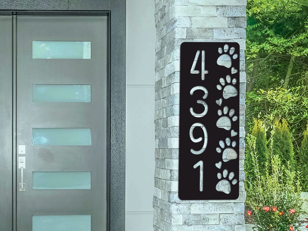 Personalized Paw Prints Metal House Number Sign, Personalized Address ...