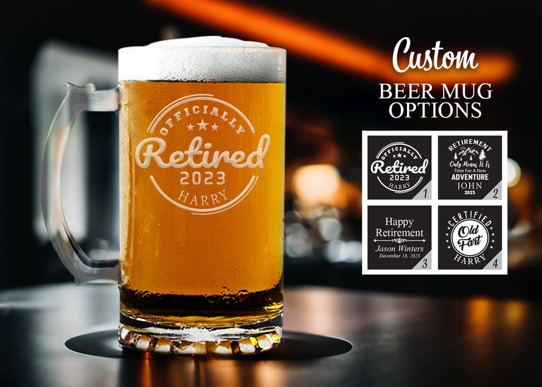 Custom Engraved Retirement Beer Mug, Personalized Gift - Etsy
