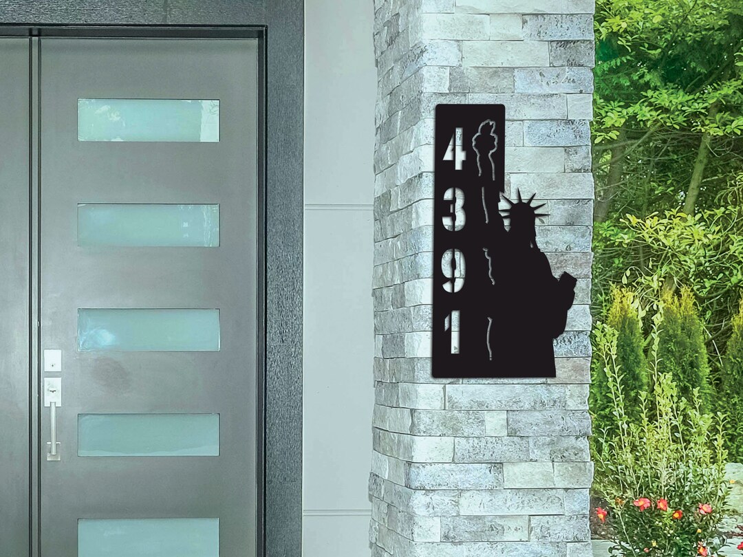 Personalized Statue of Liberty Metal House Number Sign, Personalized ...