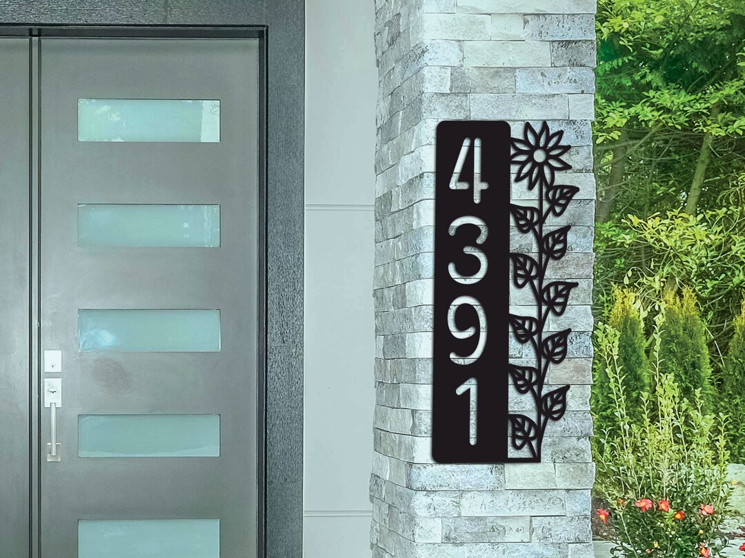 Personalized Sunflowers Metal House Number Sign, Personalized Address ...