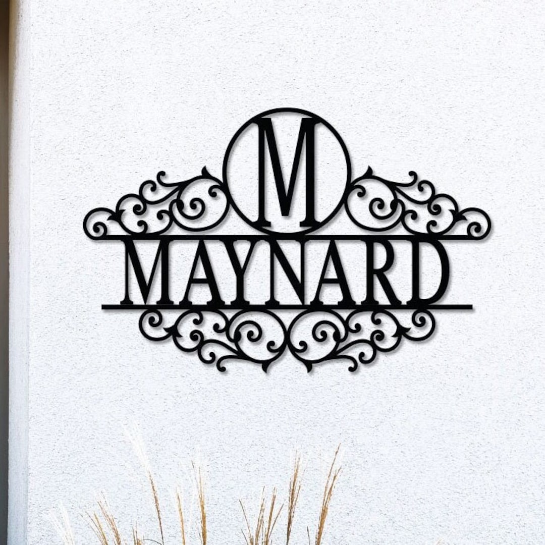 Custom Metal Family Name Sign, Metal Monogram Sign, Personalized ...