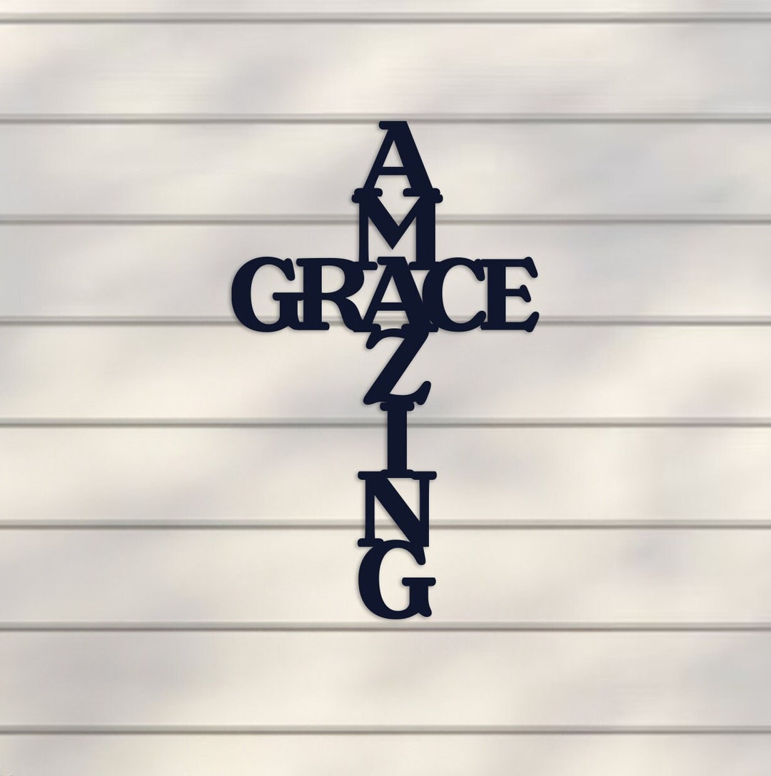 Amazing Grace Sign, Religious Decor, Religious Sign, Wooden Cross Sign ...