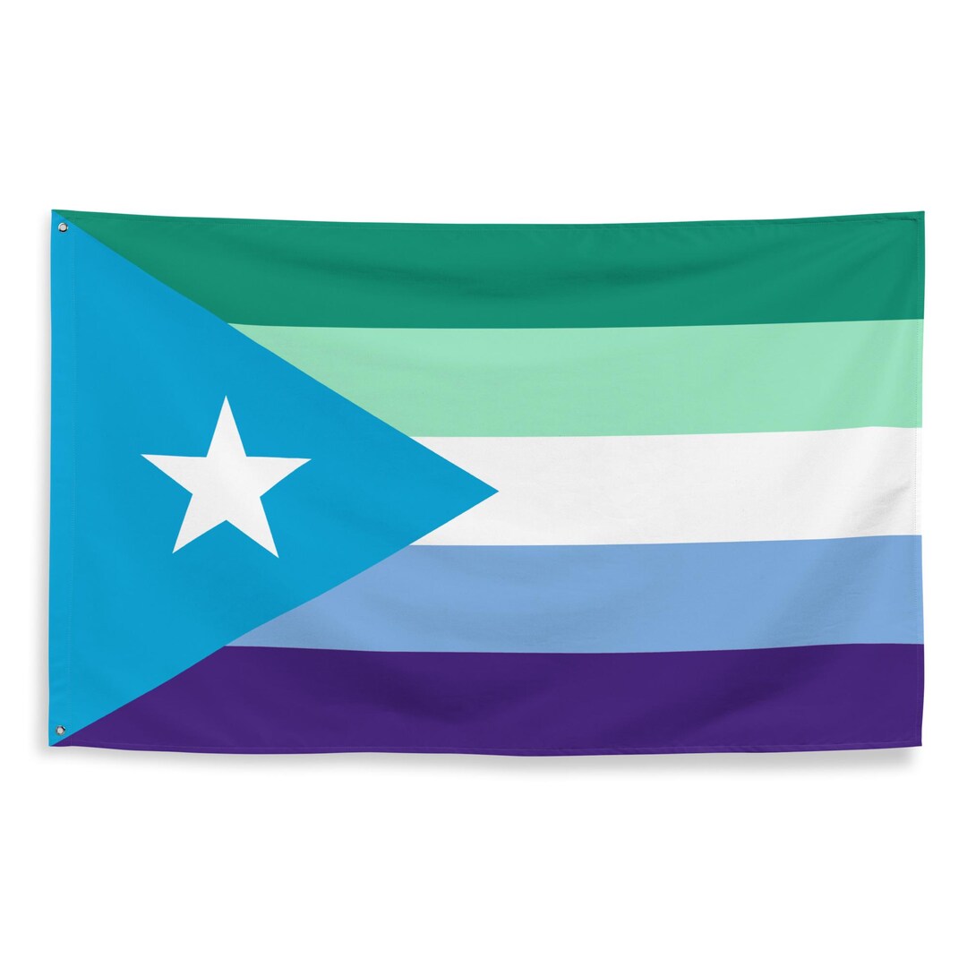 Puerto Rico MLM Gay Man Pride Flag 3x5 | Gay Boricua Wepa Taíno ...