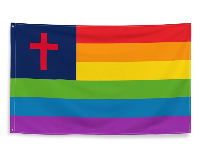 LGBT Christian Pride Flag 3x5 | Jesus Cross Gay Rainbow Banner - Etsy