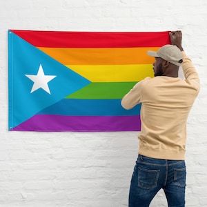 Gay Pride Puerto Rico Flag 3x5 | Rainbow LGBT Boricua Puerto Rican ...