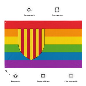 LGBT Catalonia Pride Flag 3x5 | Catalunya Gay Rainbow Queer Spain ...