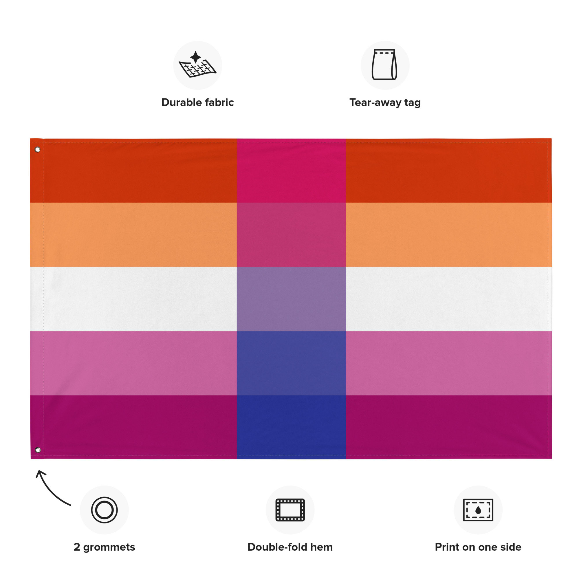 Pride Flag 3x5 Ft Lesbian – Sunset Colors, 100D Polyester, LGBTQIA+ ...