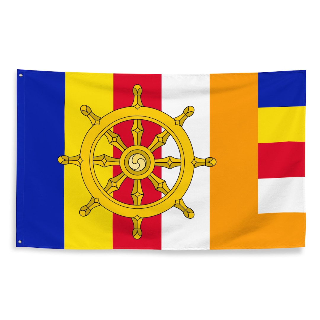 Buddhist Dharmachakra Flag 3x5 - Etsy