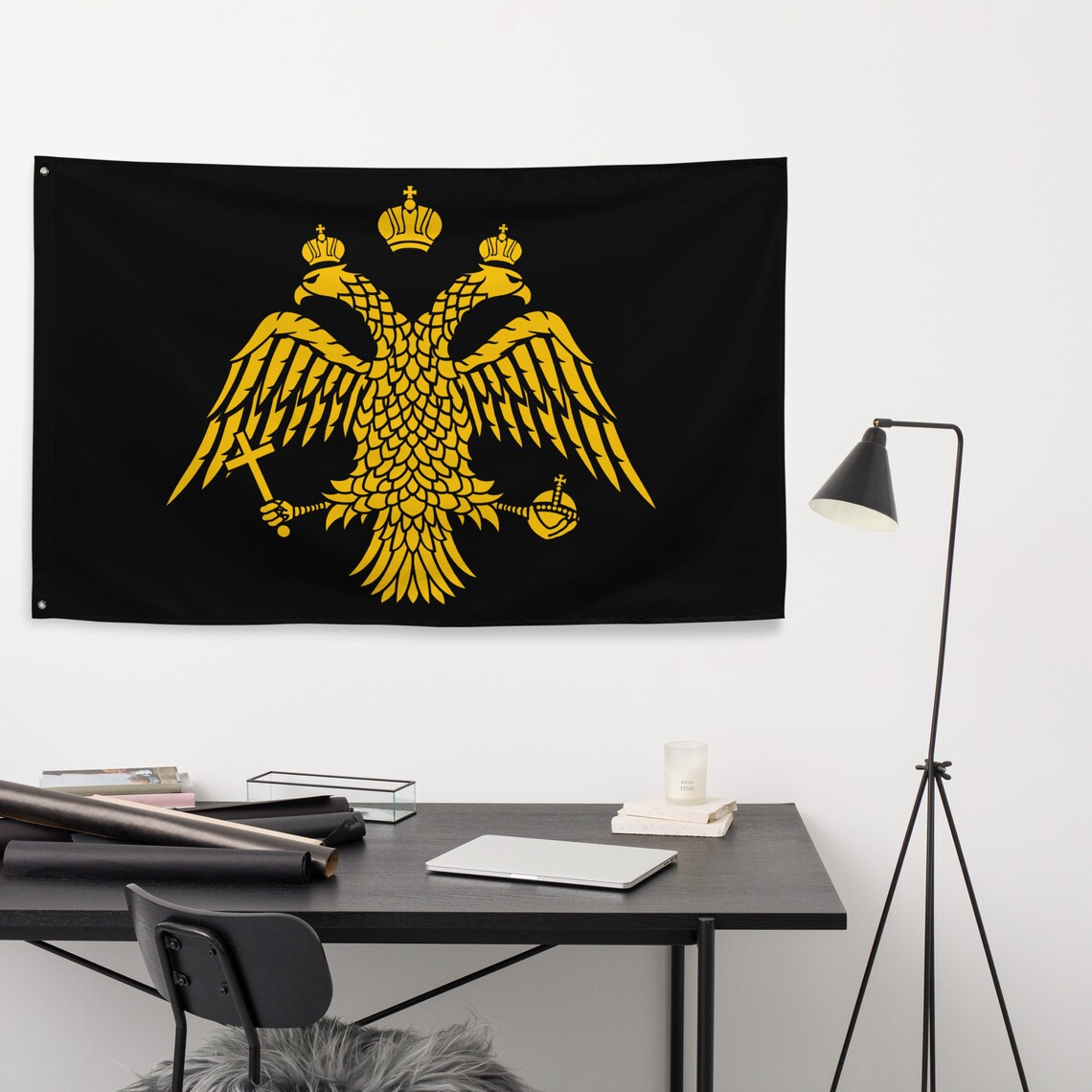 Black and Gold Greek Orthodox Church Byzantine Imperial Double Headed ...