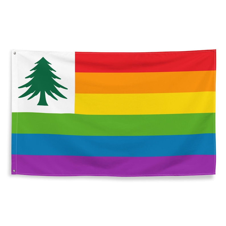 LGBT New England Pride Flag 3x5 | Rainbow Pine Tree Northeast USA Gay ...