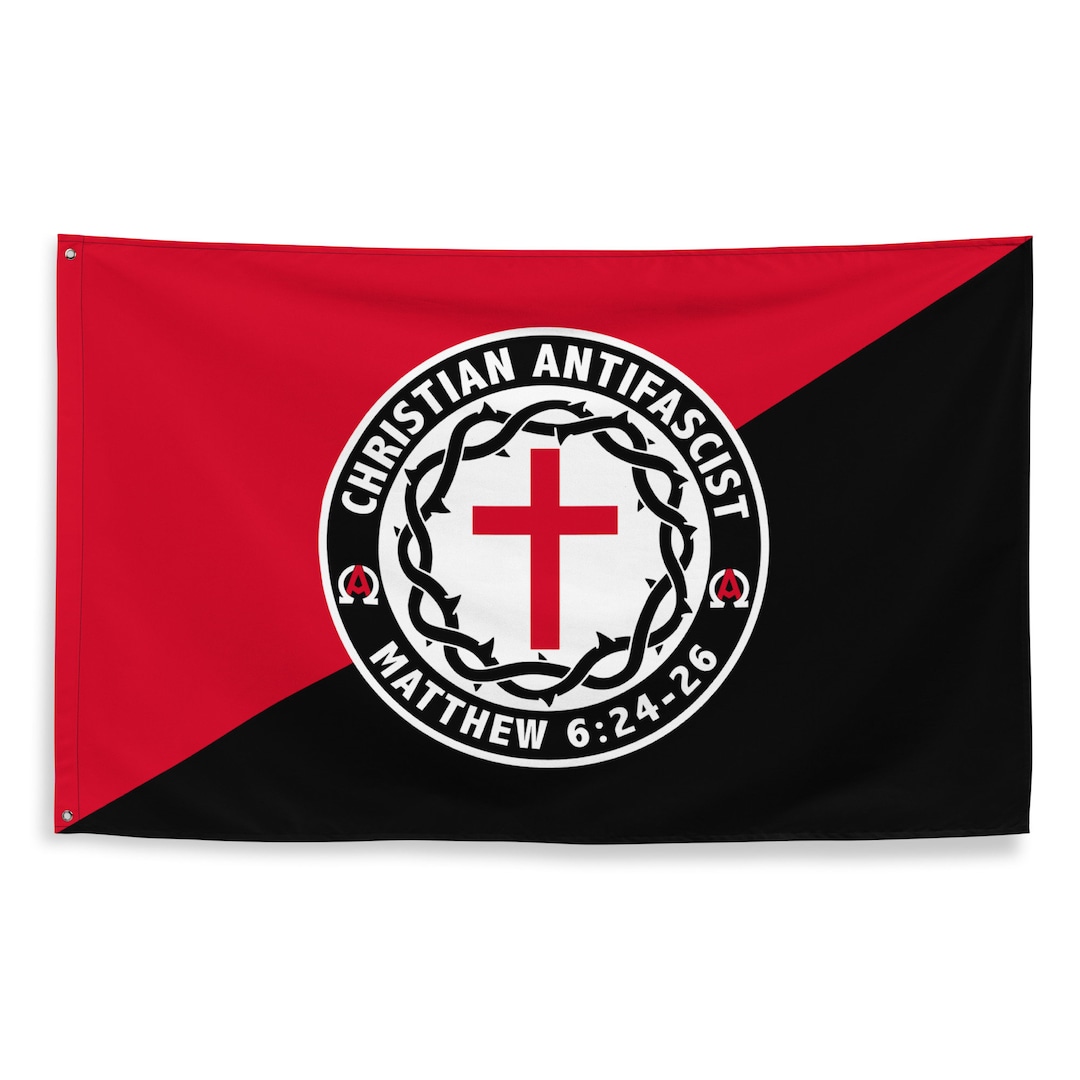 Christian Antifascist Antifa Socialist Anarchist Communist Jesus Flag ...