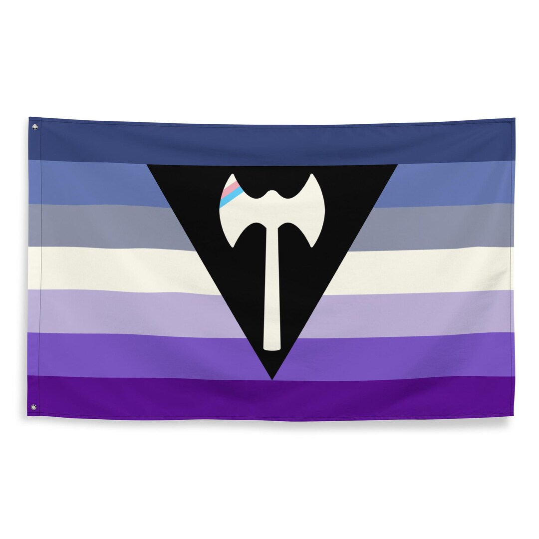 Anti-terf Butch Lesbian Labrys Flag 3x5 | Blue Battleaxe WLW Gay ...