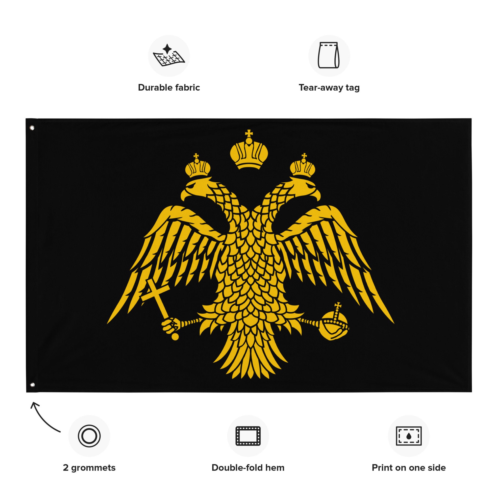 Black and Gold Greek Orthodox Church Byzantine Imperial Double Headed ...