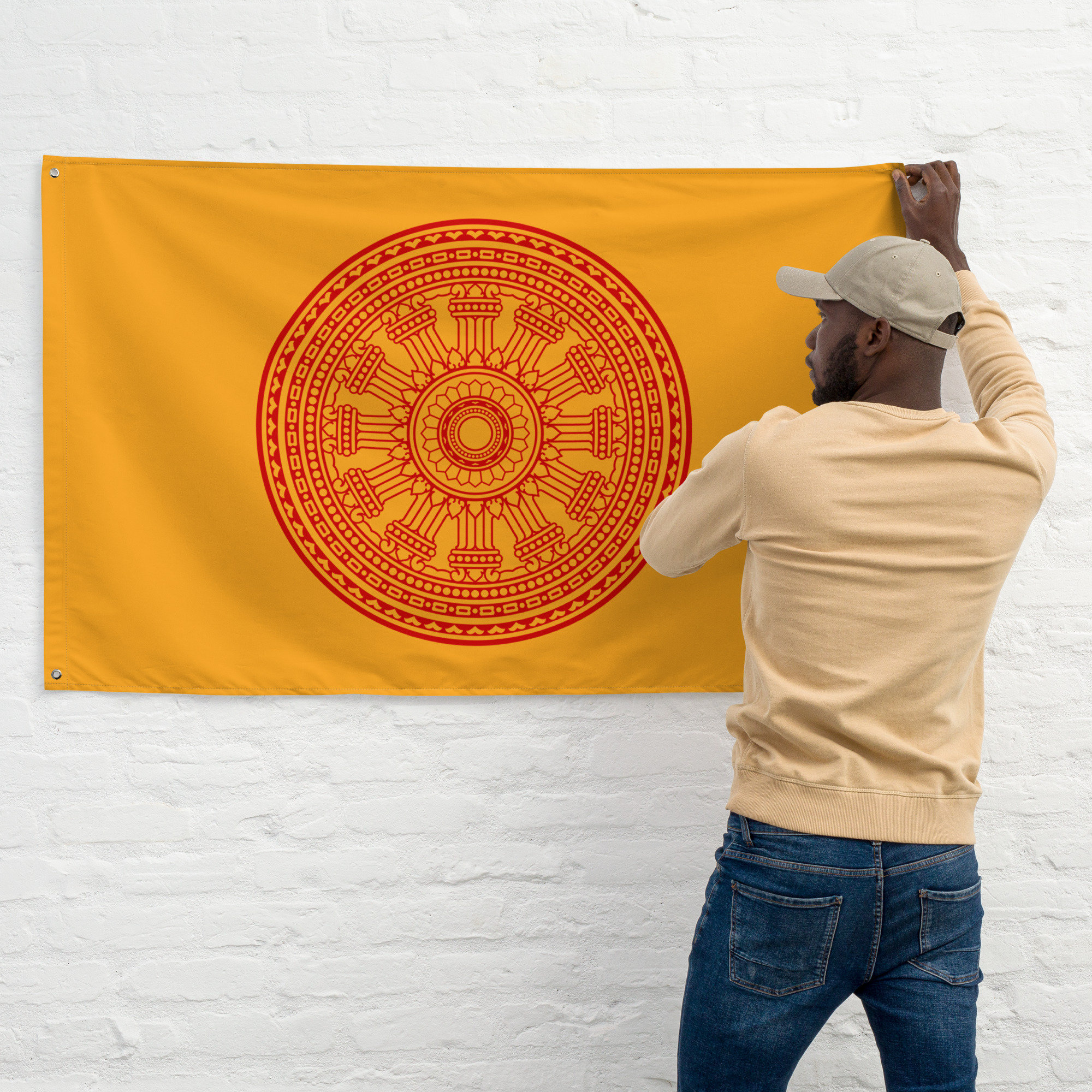 Dharmachakra Buddhist Flag 3x5 - Etsy