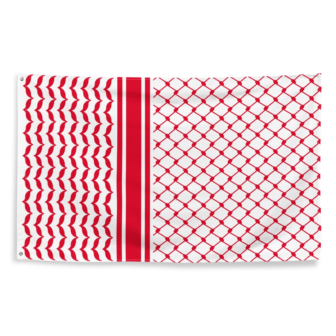 Palestine Kufiya Keffiyeh Flag 3x5 White and Red Free Palestine ...