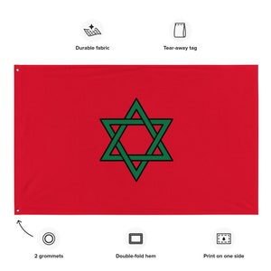 Jewish Moroccan Flag 3x5 | Seal of Solomon Star of David Morocco ...