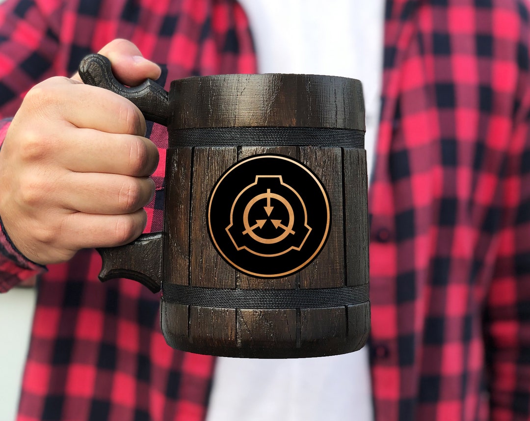 SCP Foundation Beer Mug Personalized Mens Gift for Him Wooden Beer Mug ...