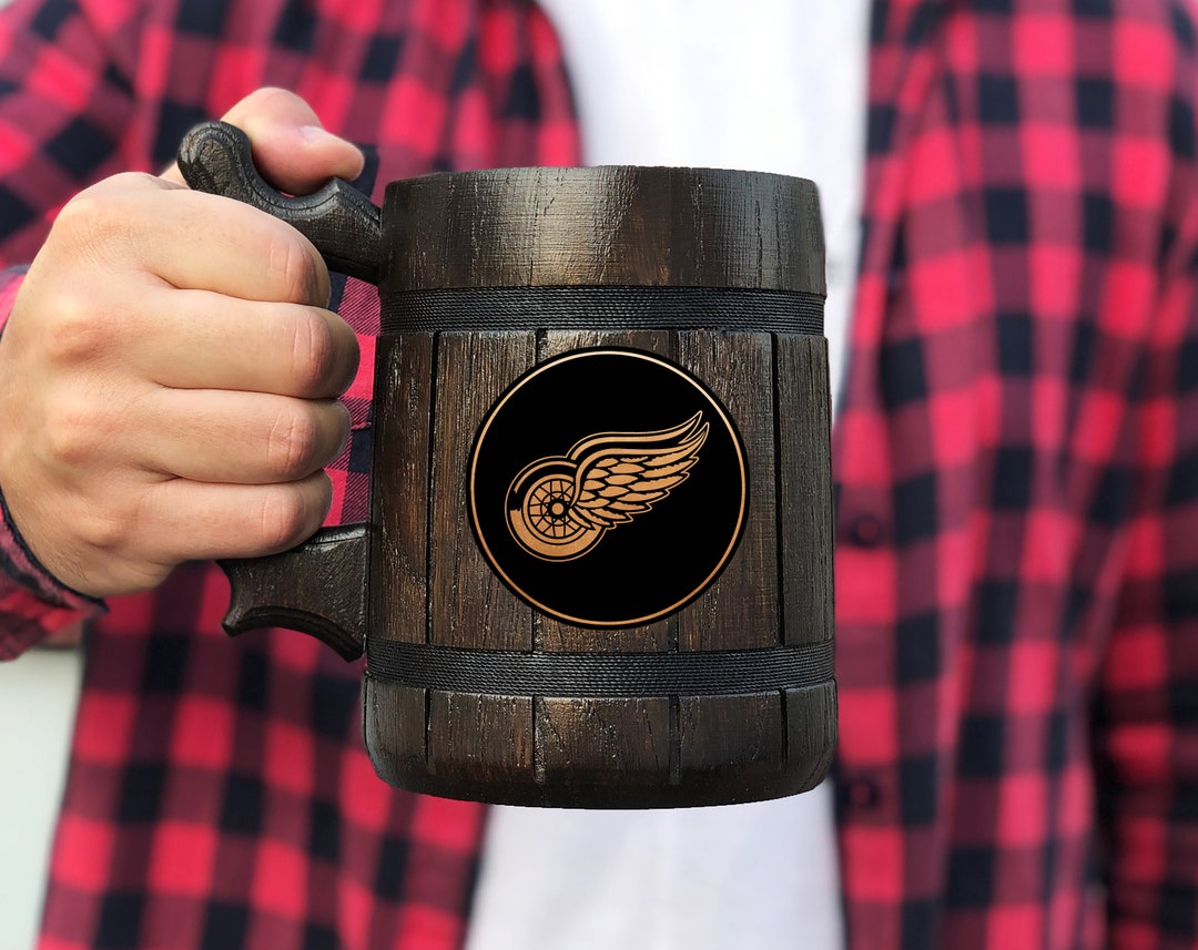 Detroit Red Wings Beer Mug Personalized Gift for Him Fathers Day Gift ...