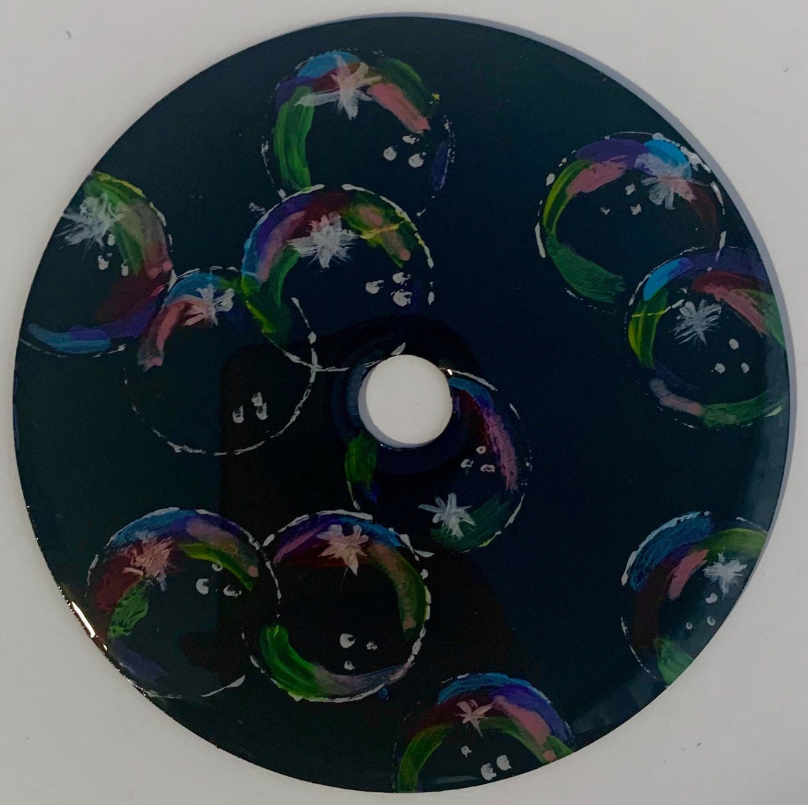 Painted CD Water Bubbles covered with resin | Etsy