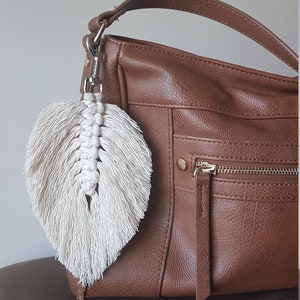 Macrame Bag Charm Feather Keyring Keychain Macrame Feather Bag ...
