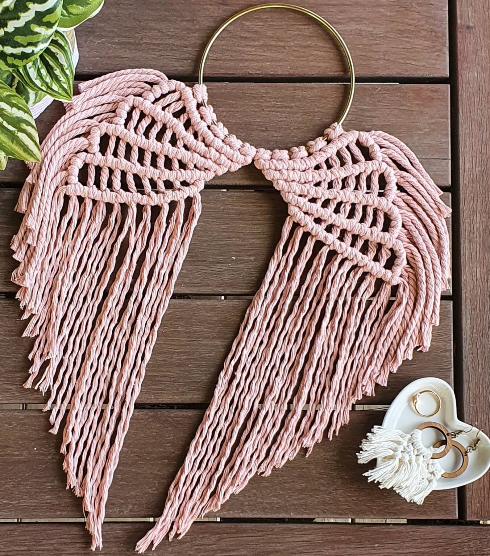 Macrame Pink Angel Wings Small Wall Hanging Angel Wings Memento Wing ...