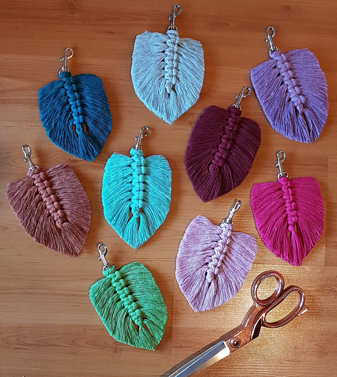 Macrame Bag Charm Feather Keyring Keychain Macrame - Etsy