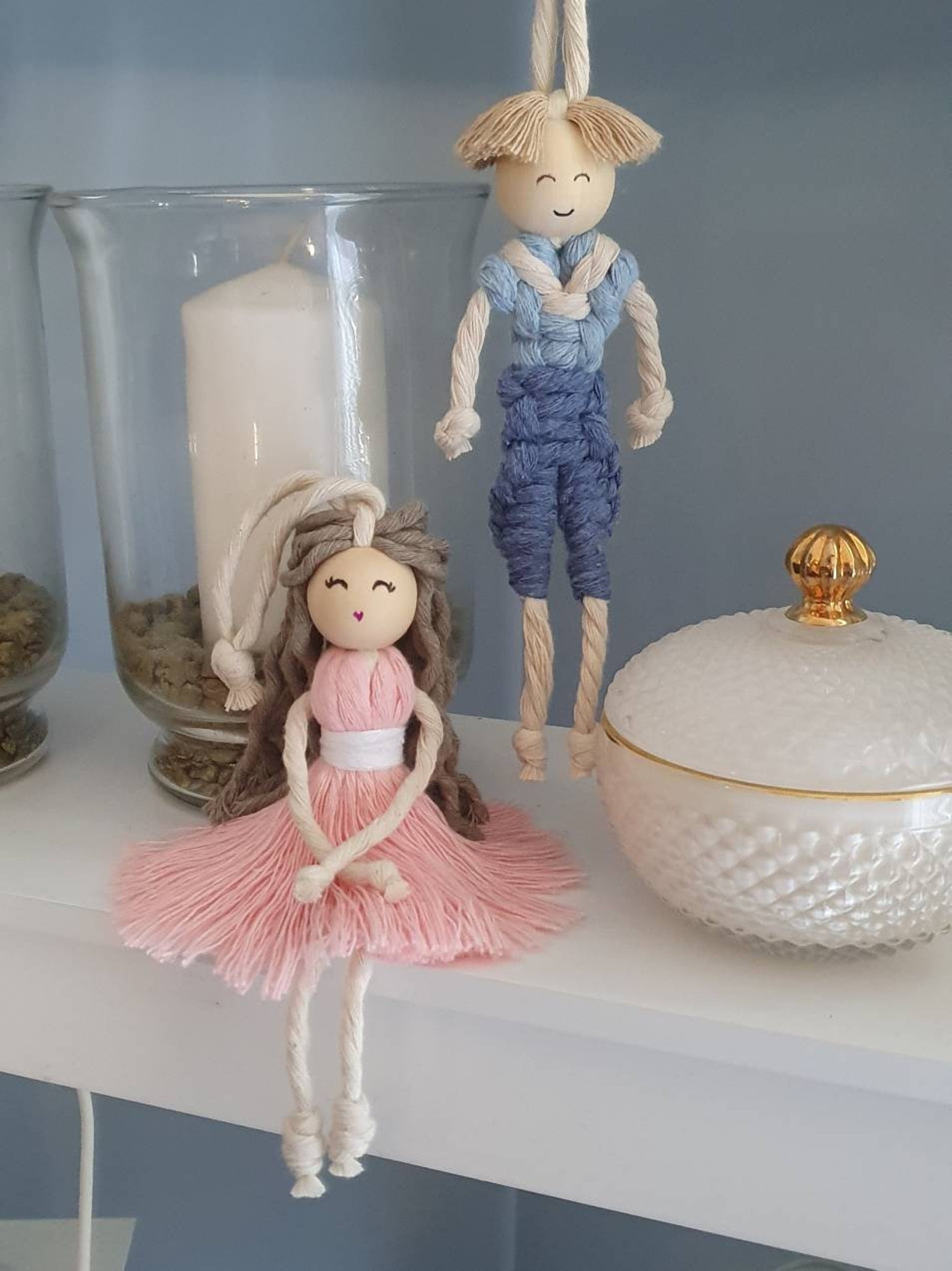 Custom Macrame Little People Single Cotton Doll Hanging - Etsy