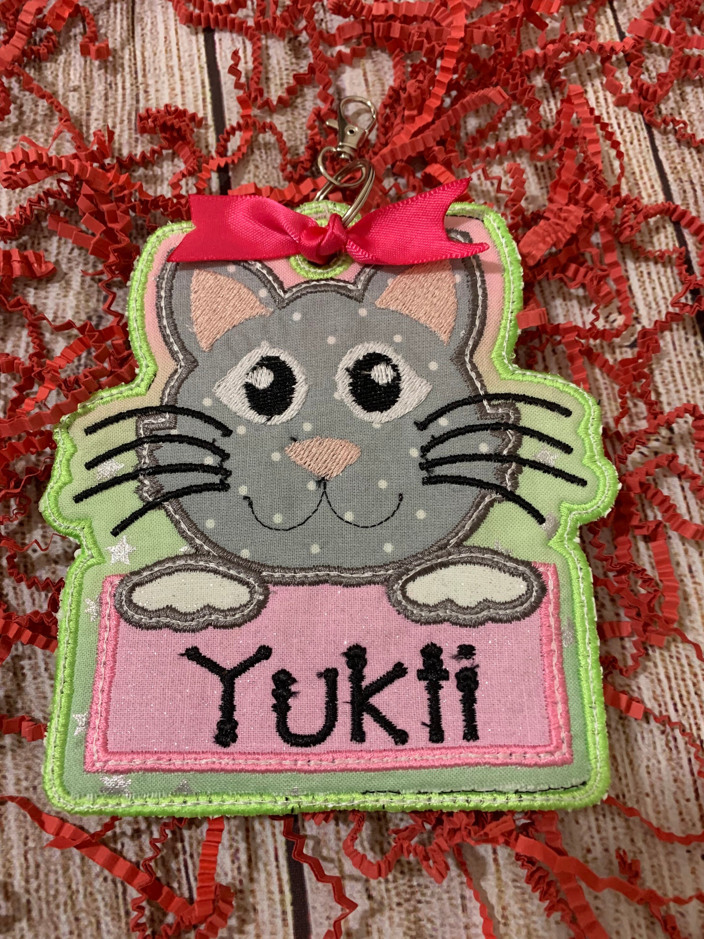 Personalized Peeking Cat Name Tag - Embroidered Cat Lover Gifts ...