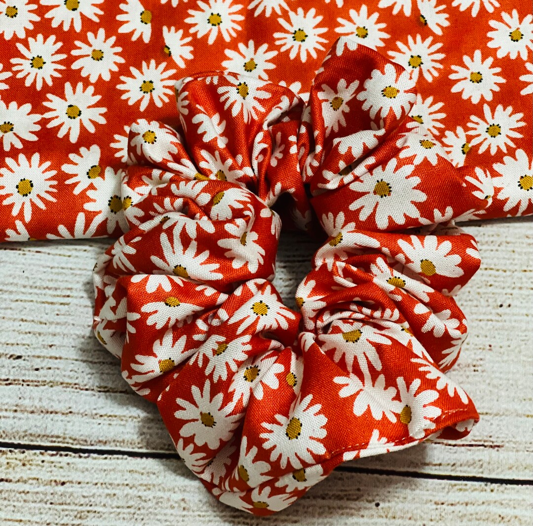 Daisy XL hair scrunchie , Fall floral Extra large hair scrunchy , 90's ...