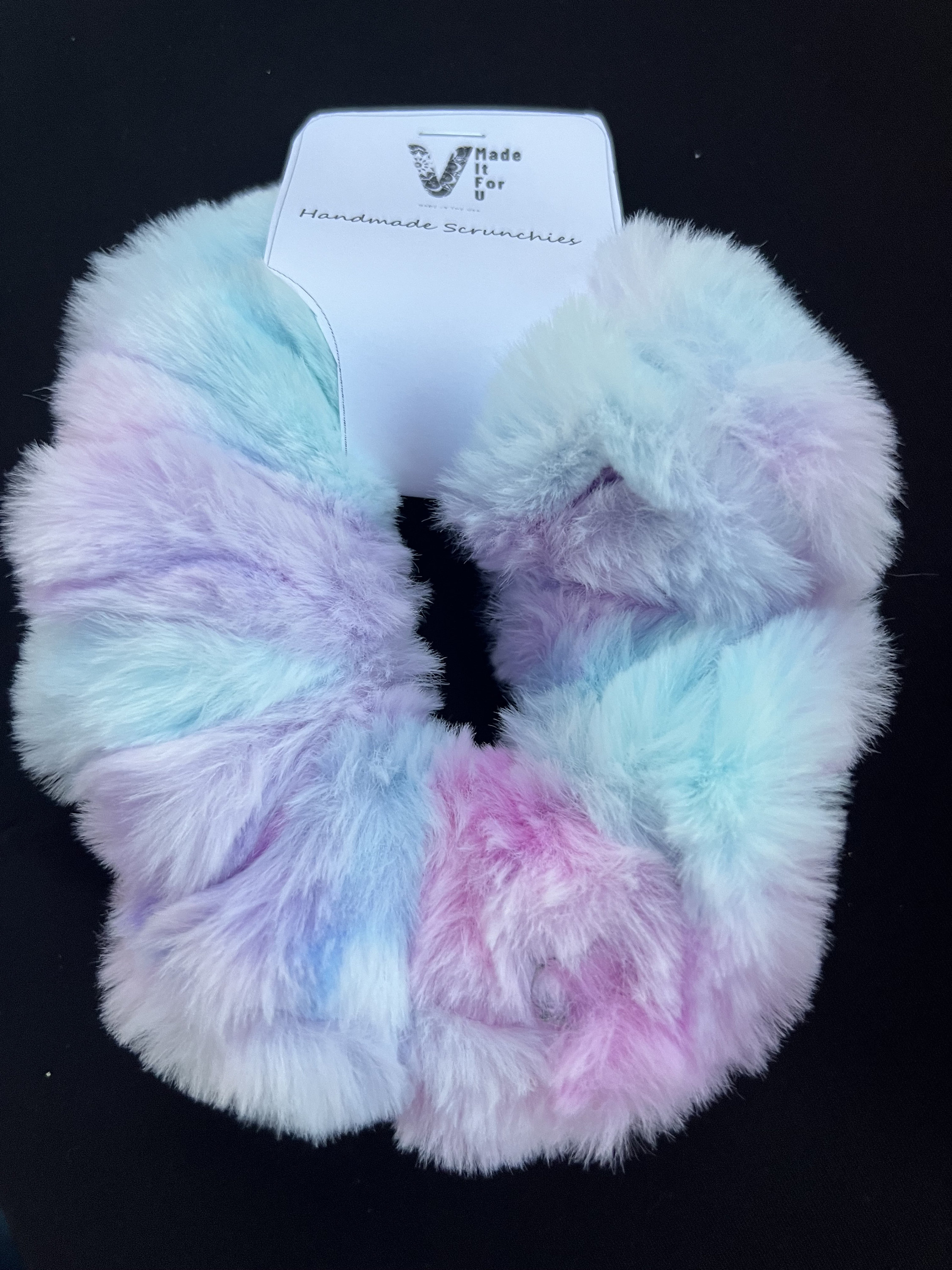 XL Unicorn Fluffy Scrunchie: Rainbow Tie Dye Faux Fur Hair Tie - Etsy