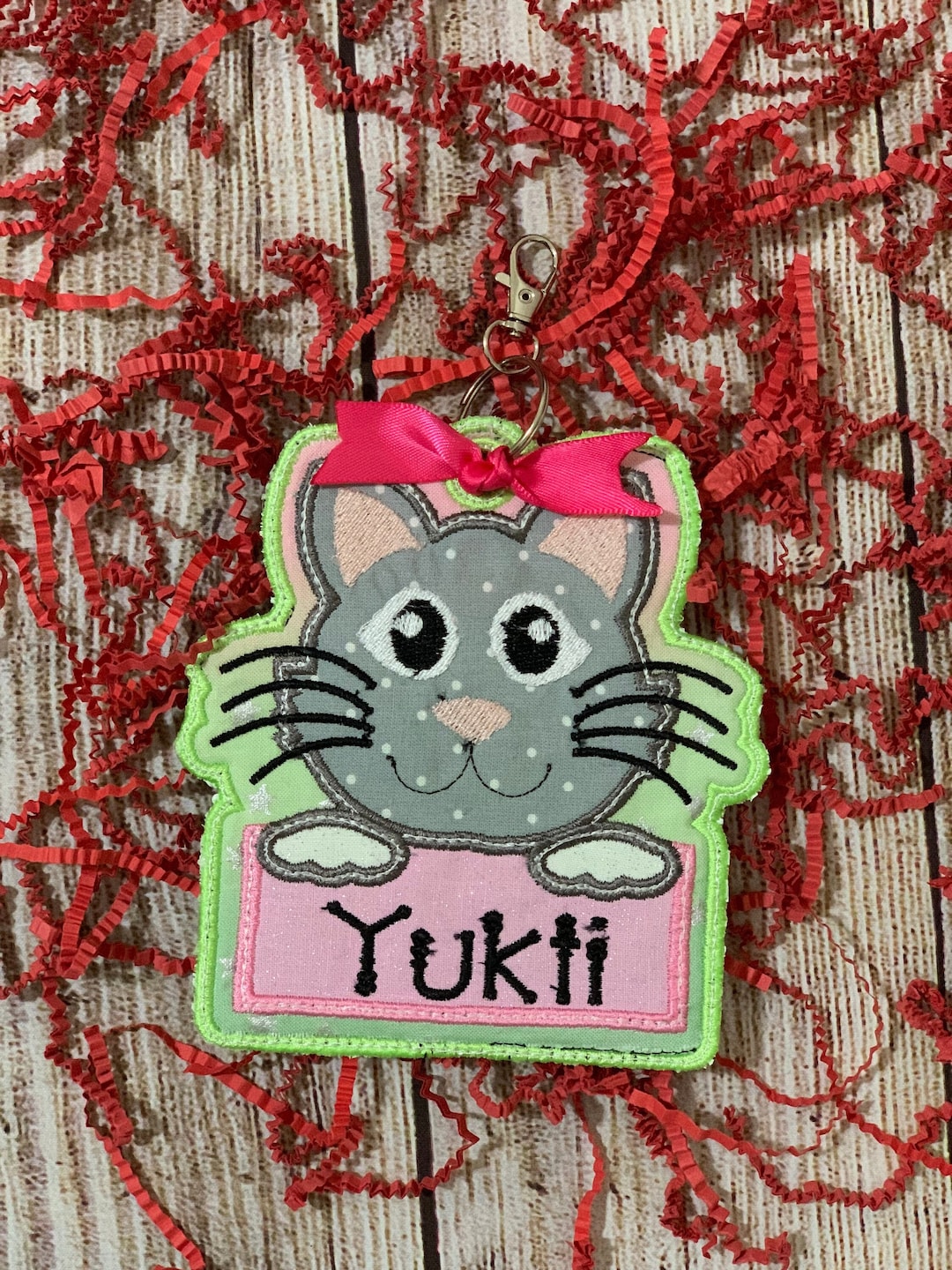 Personalized Embroidered Peeking Cat Name Tag: Cat Lover Gift - Etsy