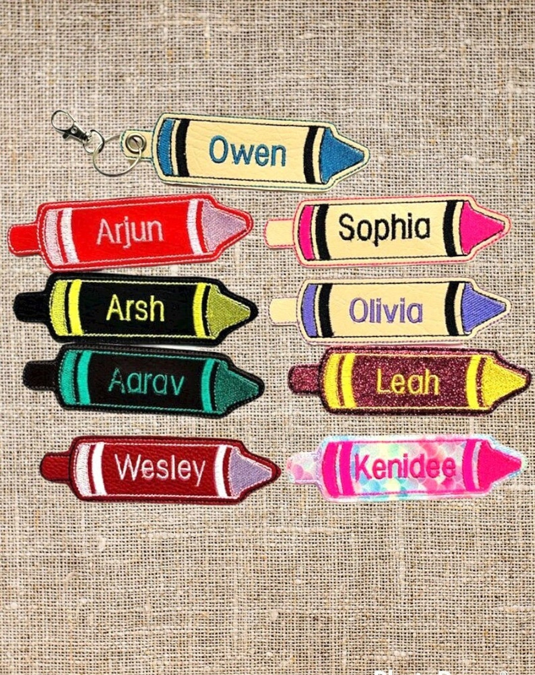 Personalized Crayon Backpack Name Tag, Kids Bag Tag, Kids Backpack Name ...
