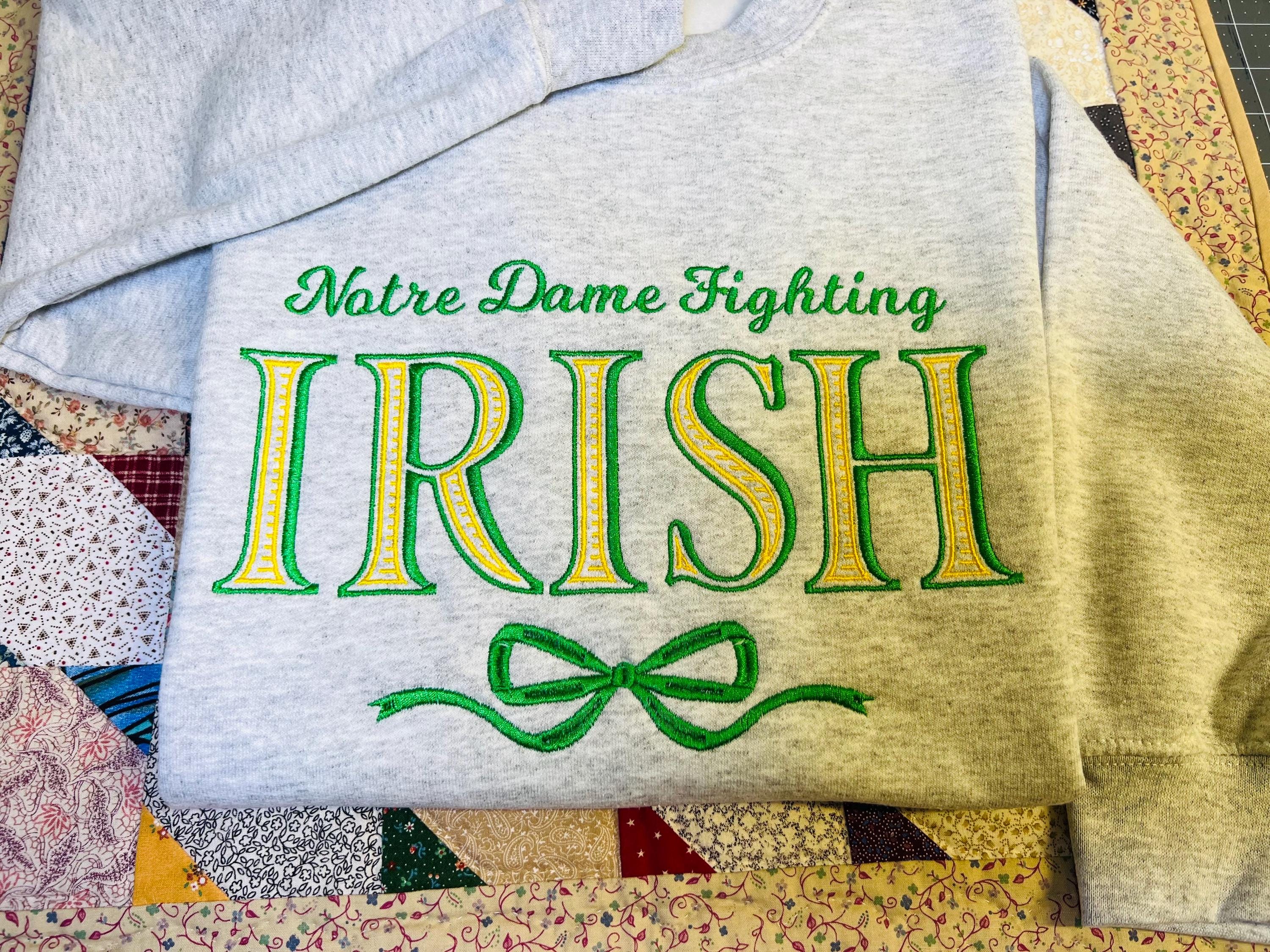 Notre Dame Fighting Irish Embroidered Sweatshirt , Irish Crewneck ...