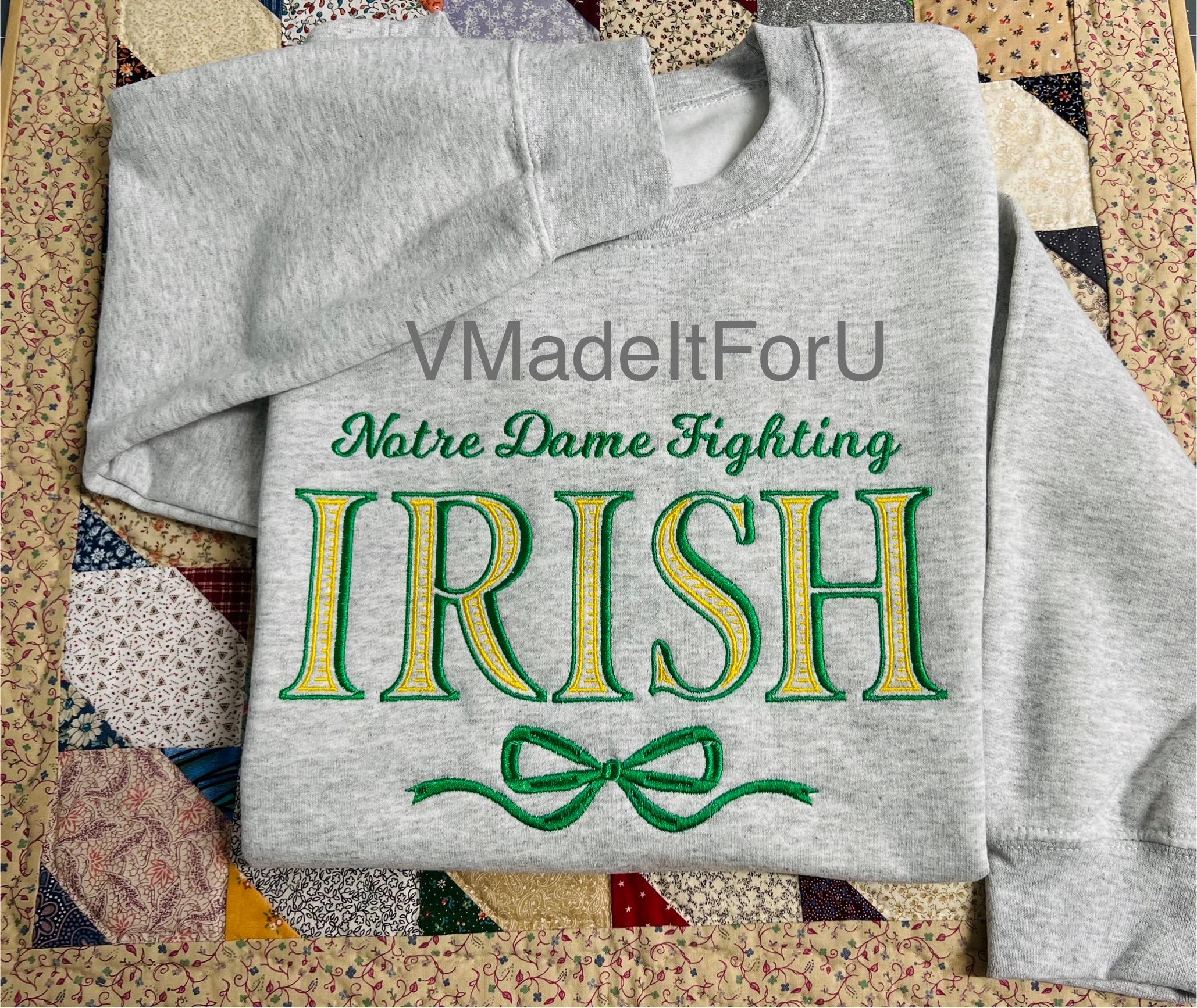 Notre Dame Fighting Irish Embroidered Sweatshirt , Irish Crewneck ...