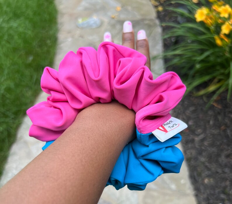 Pink Blue XL Swim Scrunchie, Pastel Color Soft Scrunchies, Swim ...