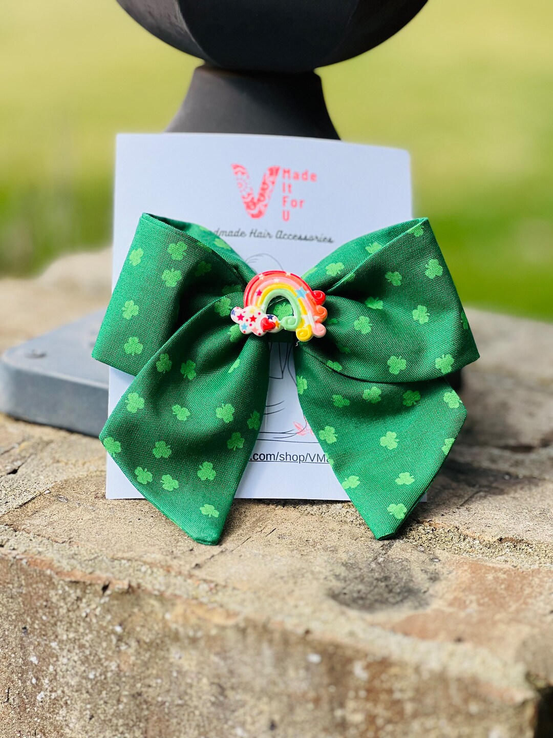 St Patrick's Day Hair Bow: Shamrock Clover, Irish Pigtail Clip - Etsy