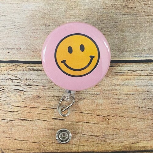 Happy Face Badge Reel Cute Badge Reel Gift for Social - Etsy
