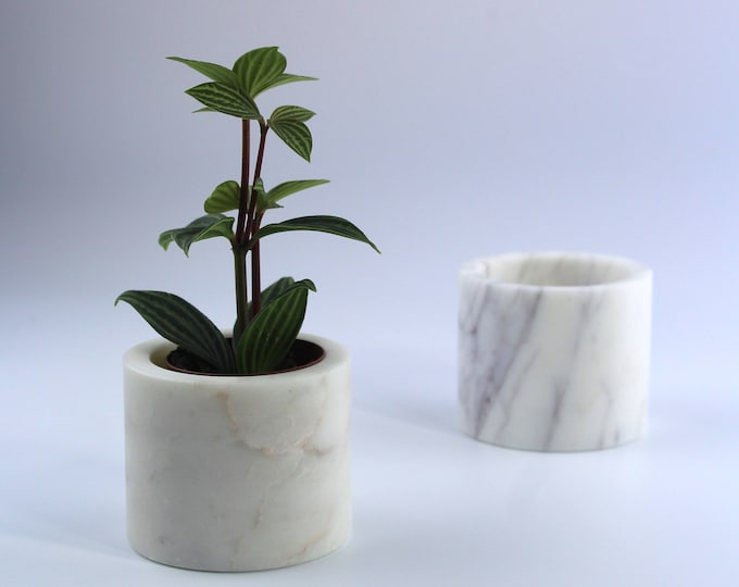 Real White Marble Plant Pot - Etsy