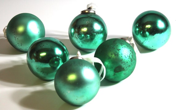 3'' Turquoise Mercury Glass Ornaments Ball. Set of 6 - Etsy