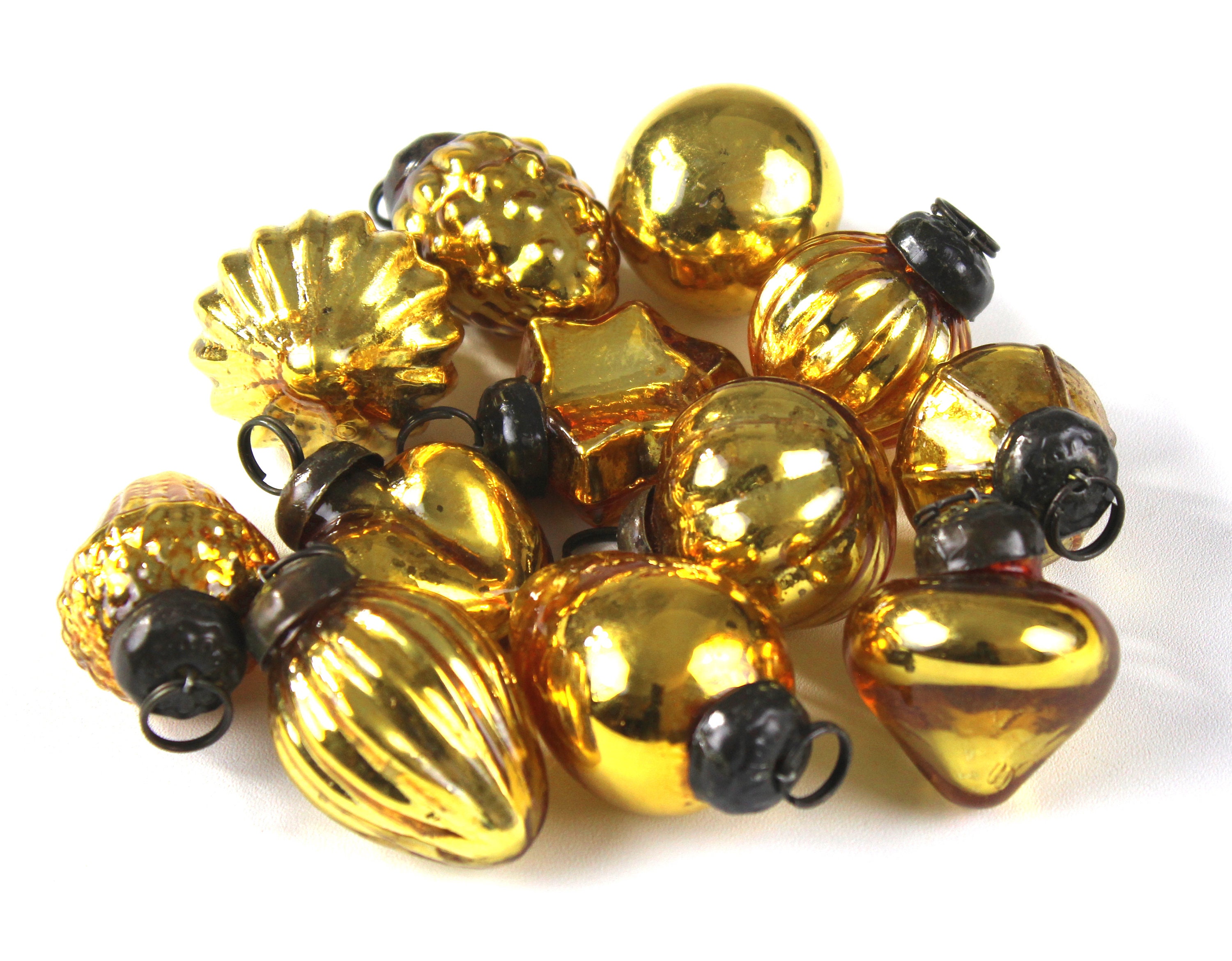 Mini Gold Color Mercury Finish Glass Ornaments Size 1.5 Inch - Etsy