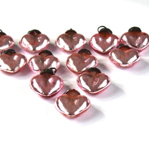 Mini Pink Color Heart Mercury Finish Glass Ornaments - Size 1.5 Inch ...
