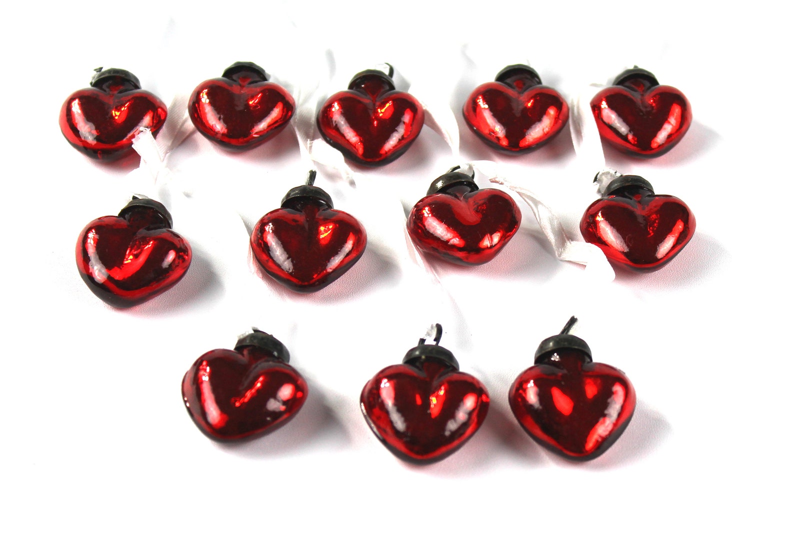 Mini Heart Shape Red Mercury Finish Glass Ornaments - Size 1.5 Inch ...