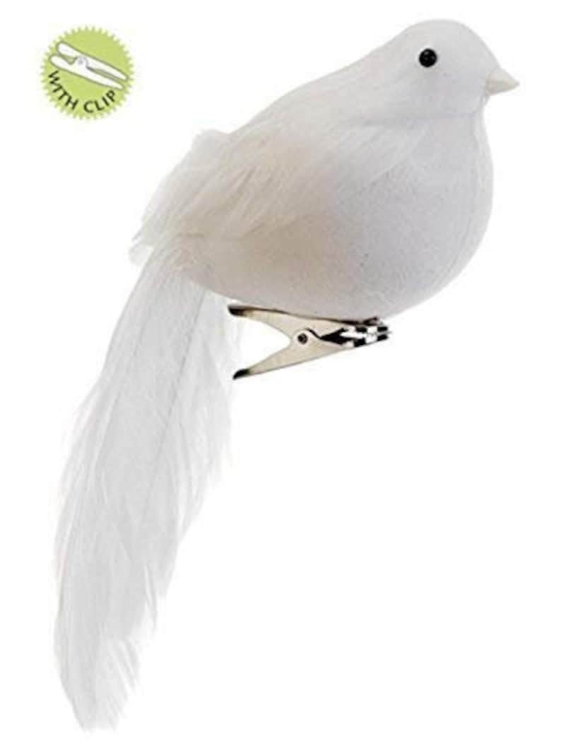 7'' Long Tail Clip on White Feather Bird. - Etsy