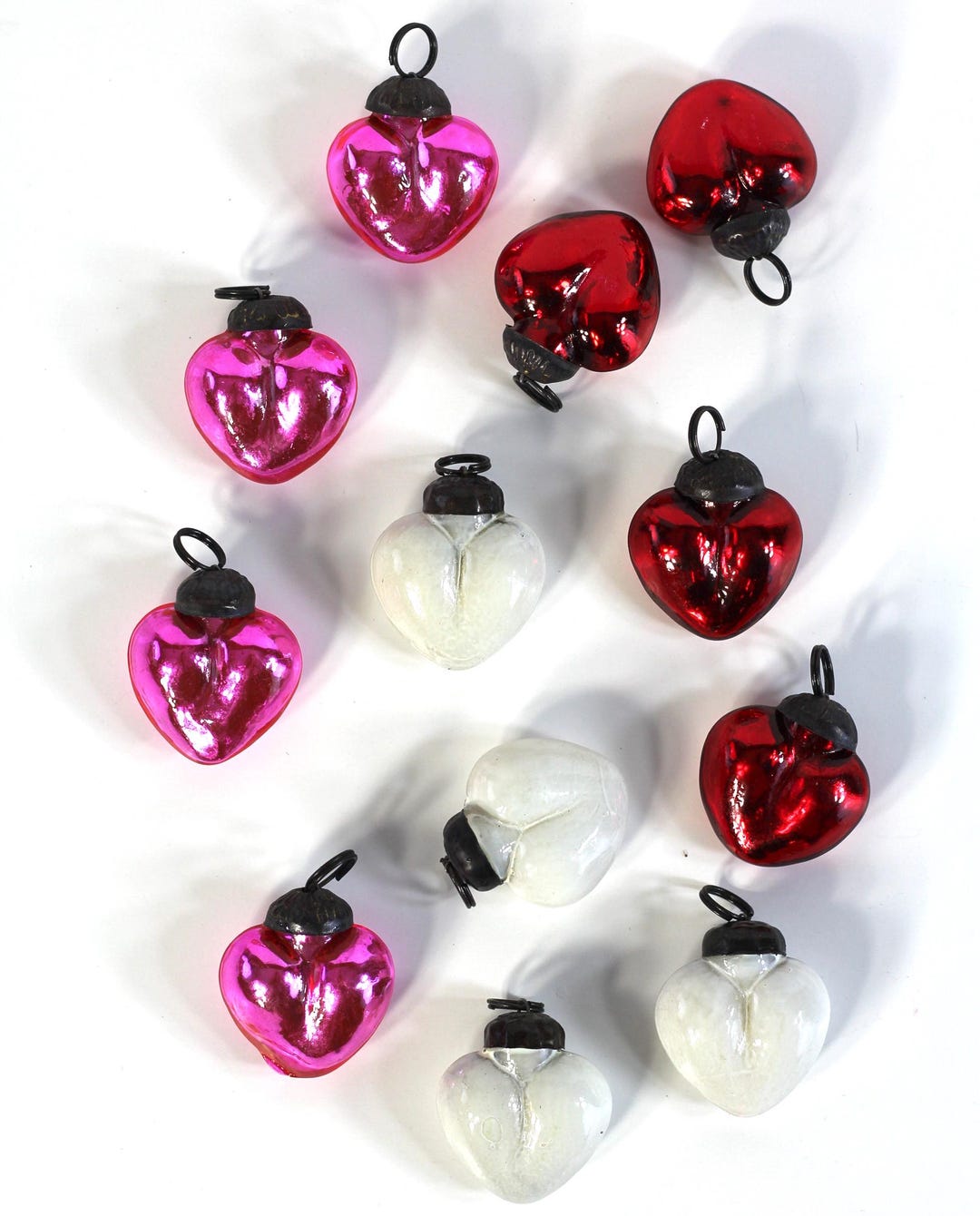 Mini Heart Shape Mixed Color Mercury Finish Glass Ornaments - Size 1.5 ...