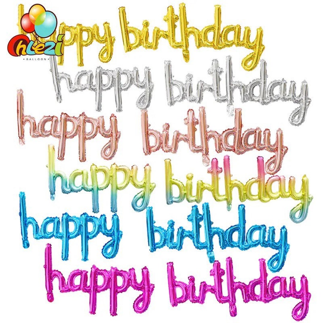 Happy Birthday Conjoined Letters Balloons Rose Gold Lowercase Alphabets ...