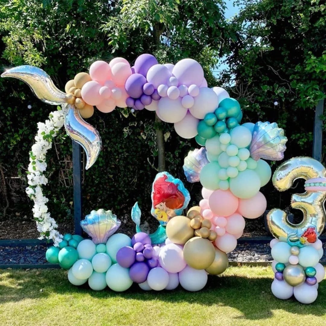 138pcs/set Disney Ariel Balloon Theme Party Decoration Mermaid Macaroon ...