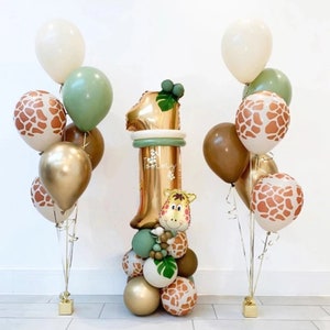 30pcs Jungle Safari Animal Number Balloons Set Birthday Party ...
