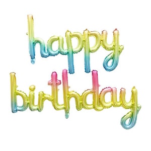 Happy Birthday Conjoined Letters Balloons Rose Gold Lowercase Alphabets ...