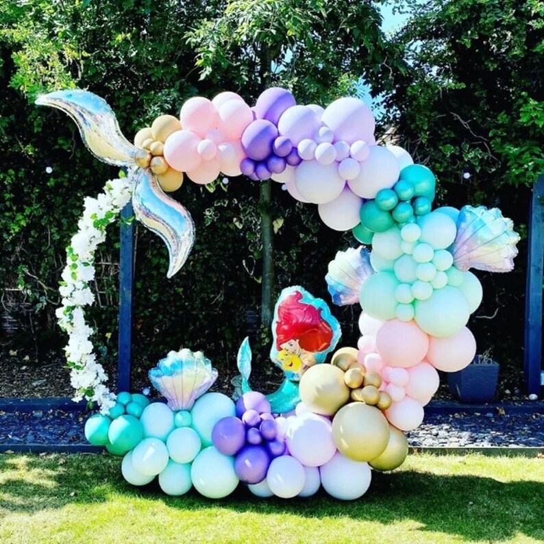 138pcs/set Disney Ariel Balloon Theme Party Decoration Mermaid Macaroon ...