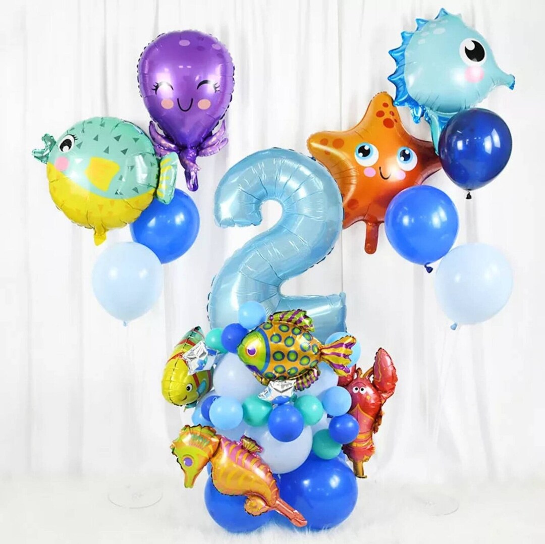 43pcs Foil Number Balloons Under Sea Ocean World Animals - Etsy
